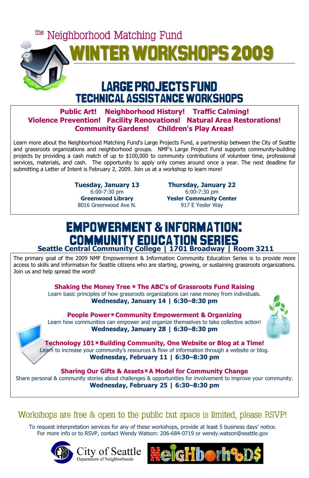 Neighborhood Matching Fund Workshops « Pinehurst Seattle